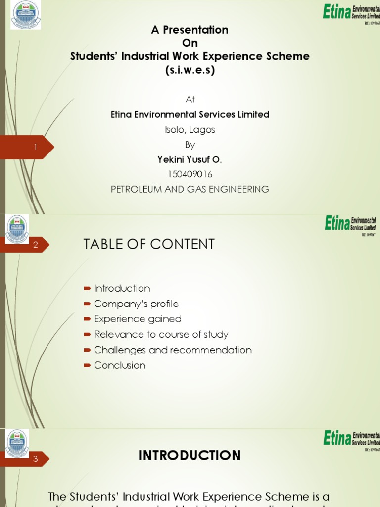 Yekini Siwes Presentation 2019 | PDF