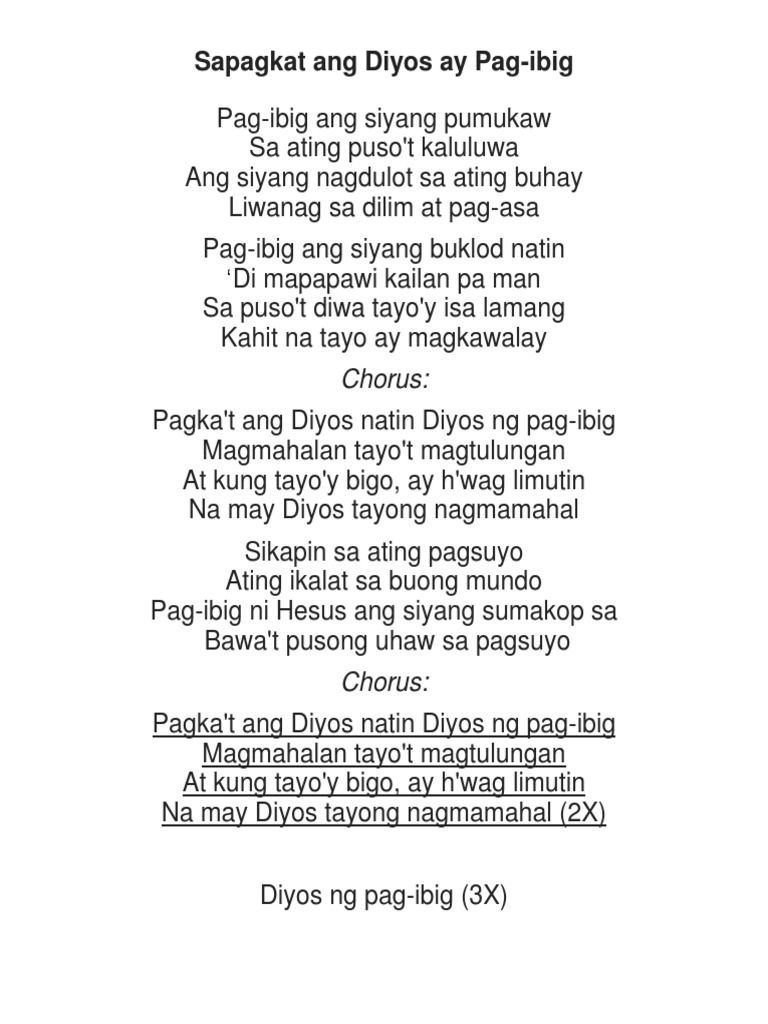 Sapagkat Ang Diyos Ay Pag Ibig | PDF