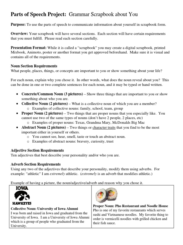 Parts of Speech Project - 1 | PDF