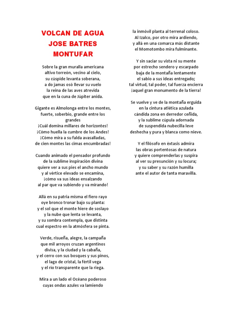 Volcan de Agua Jose Batres Montufar | PDF