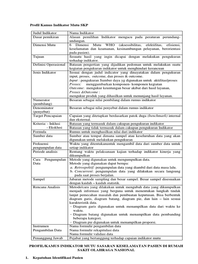 Profil Indikator Mutu SKP, IGD | PDF