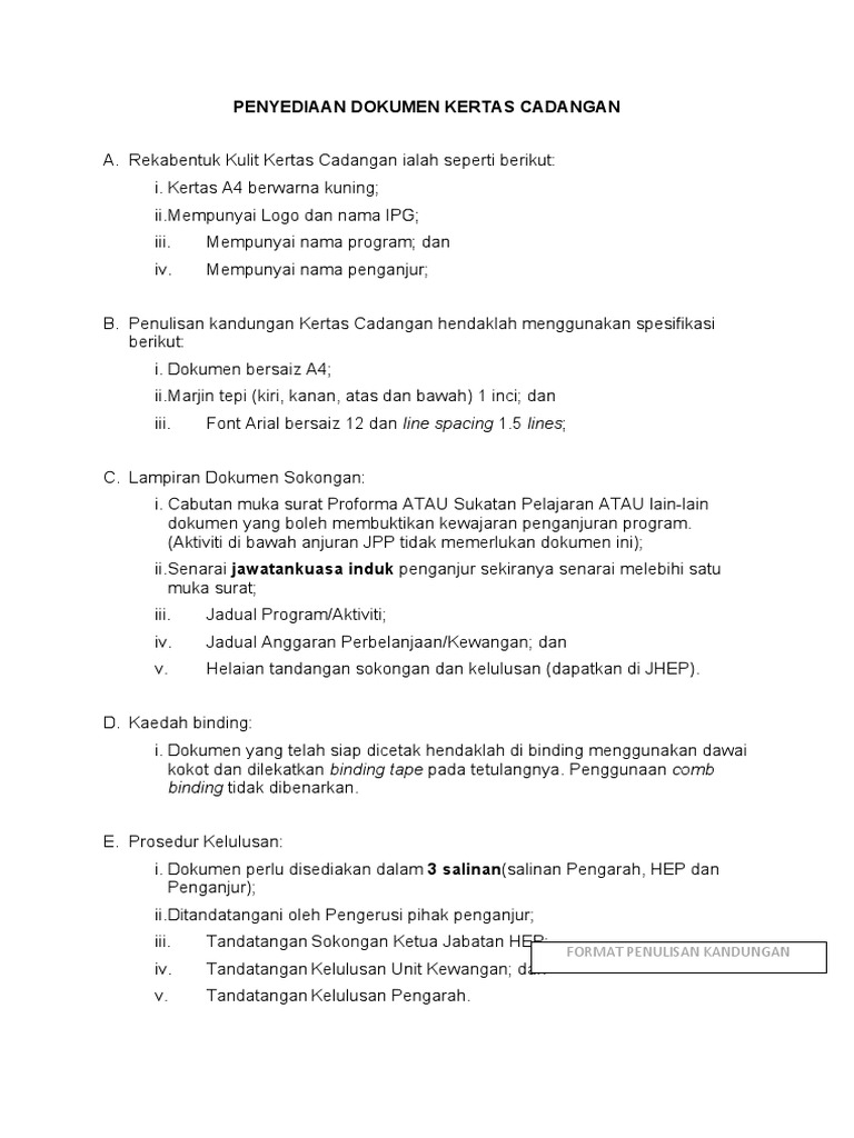 fORMAT - kERTAS - kERJA (Persatuan) | PDF