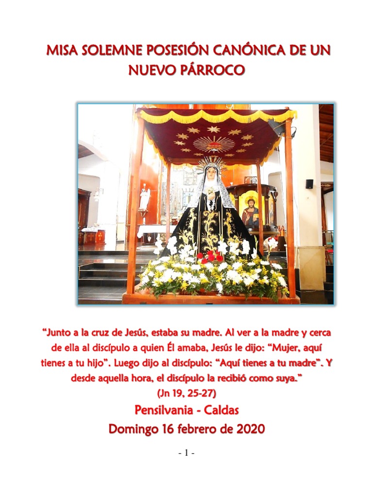 Misa de Toma de Posesión del Párroco | PDF