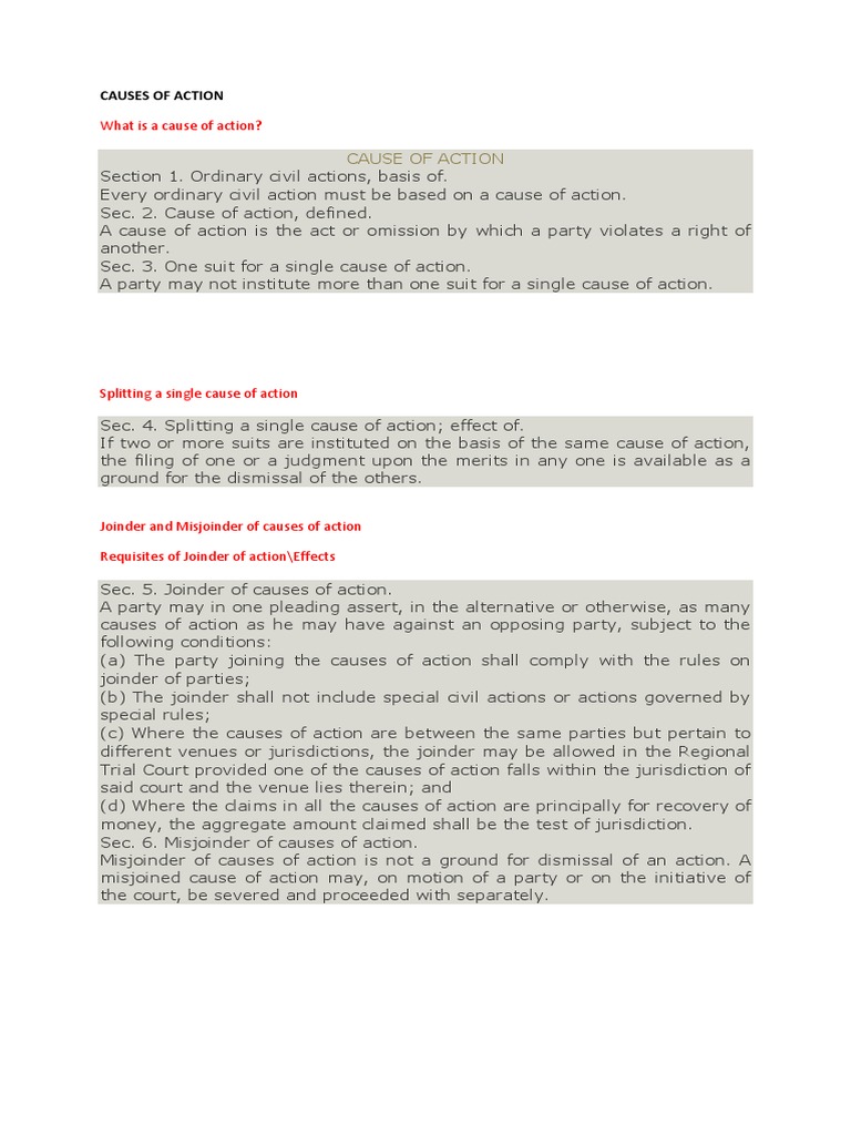 Causes of Action | PDF