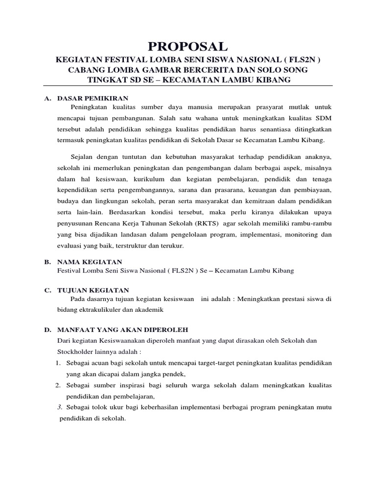 Proposal Kegiatan FLS2N | PDF