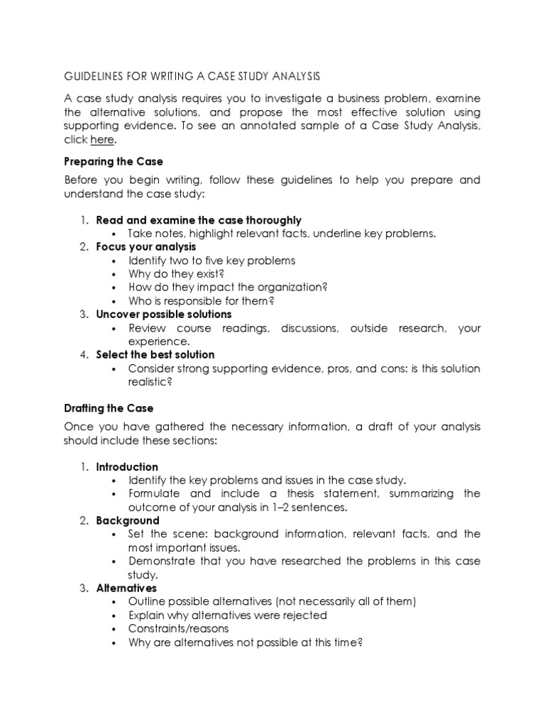Guidelines For Writing A Case Study Analysis | PDF