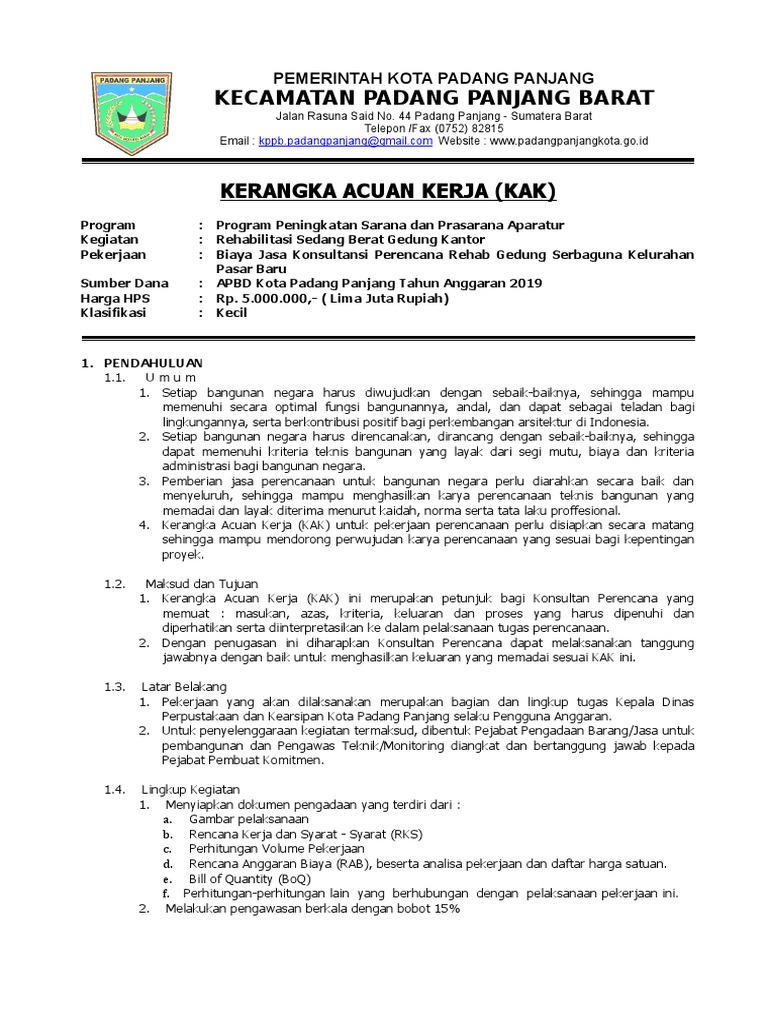 KAK Perencana Rehab Gedung Serbaguna | PDF