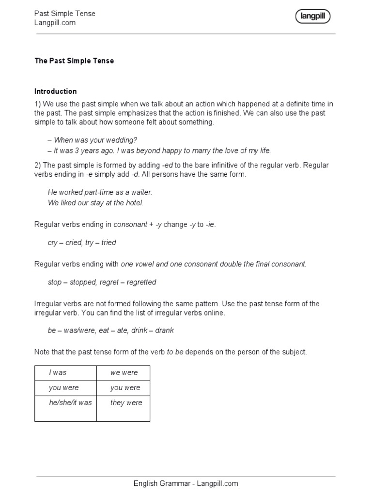 Understanding the Past Simple Tense | PDF