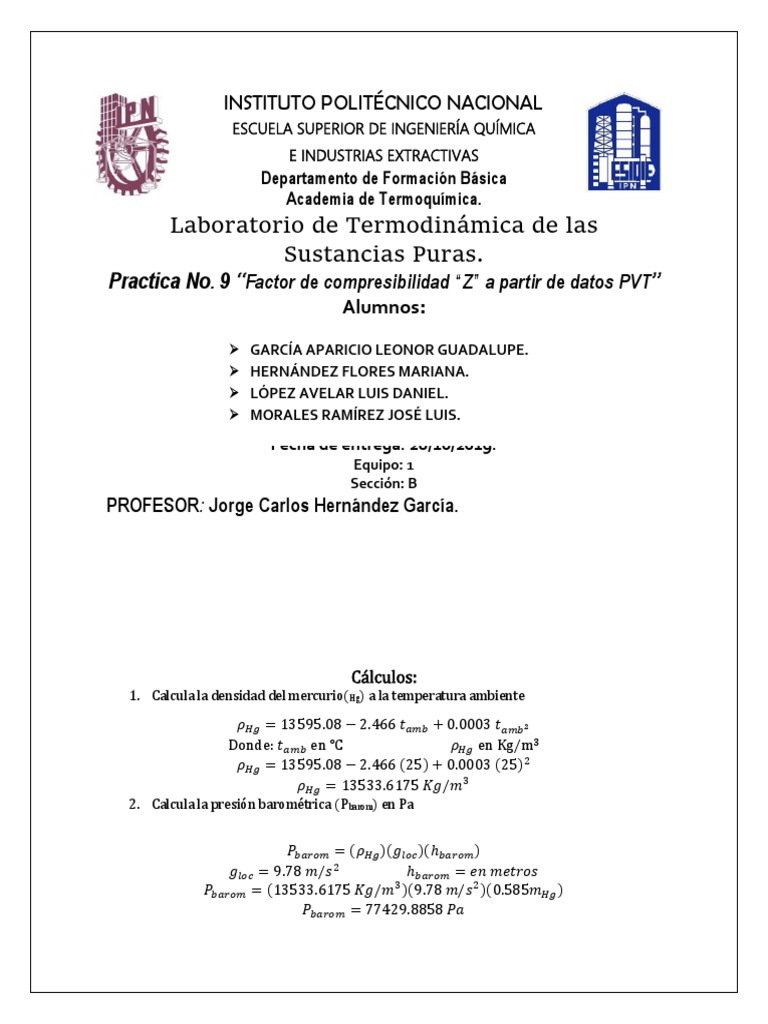 Practica 9 Y 10 Termodinamica De Las Sustancias Puras Esiqie Pdf