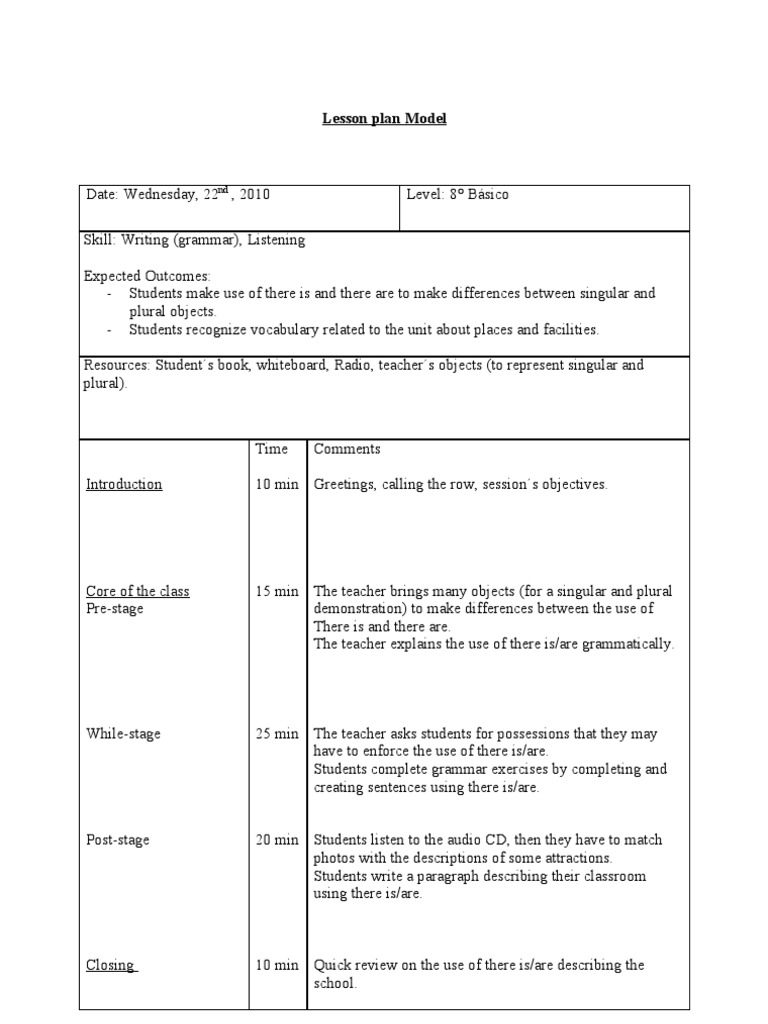 8th Grade Writing Lesson Plan: There Is/Are | PDF