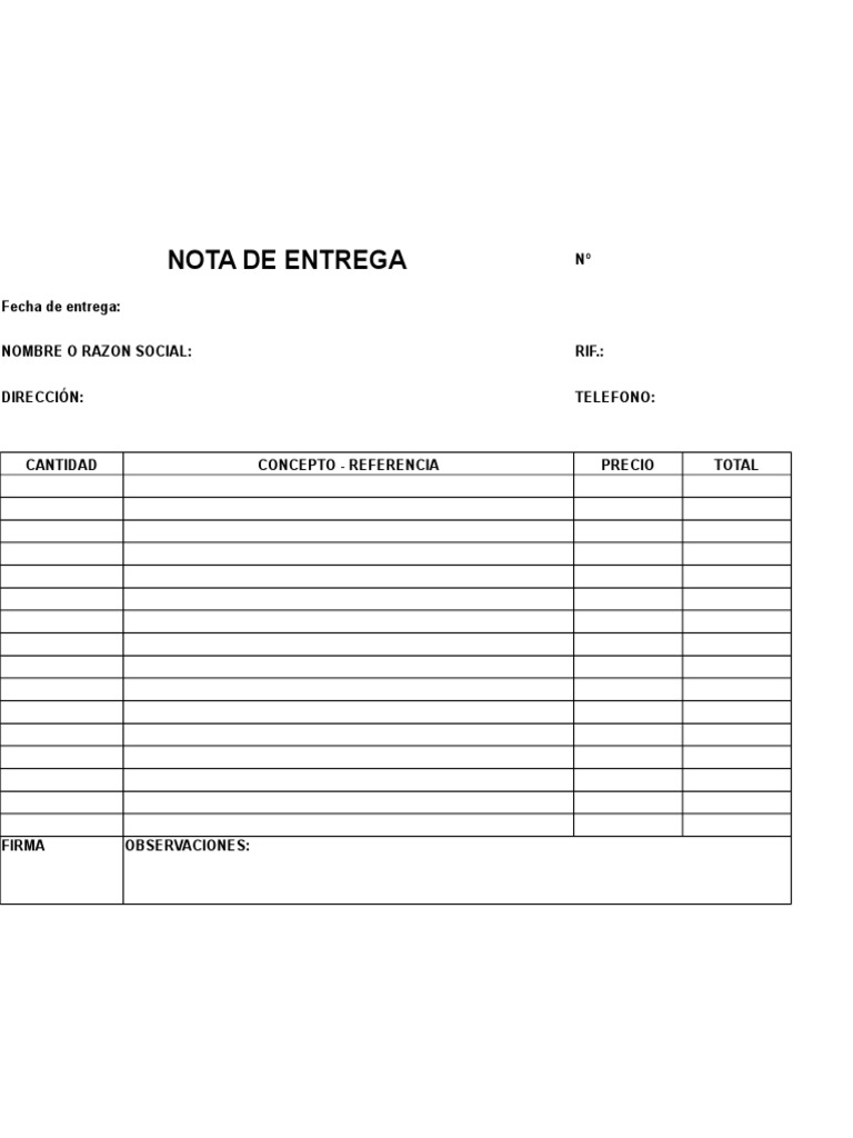 Modelo Nota de Entrega | PDF | Negocios