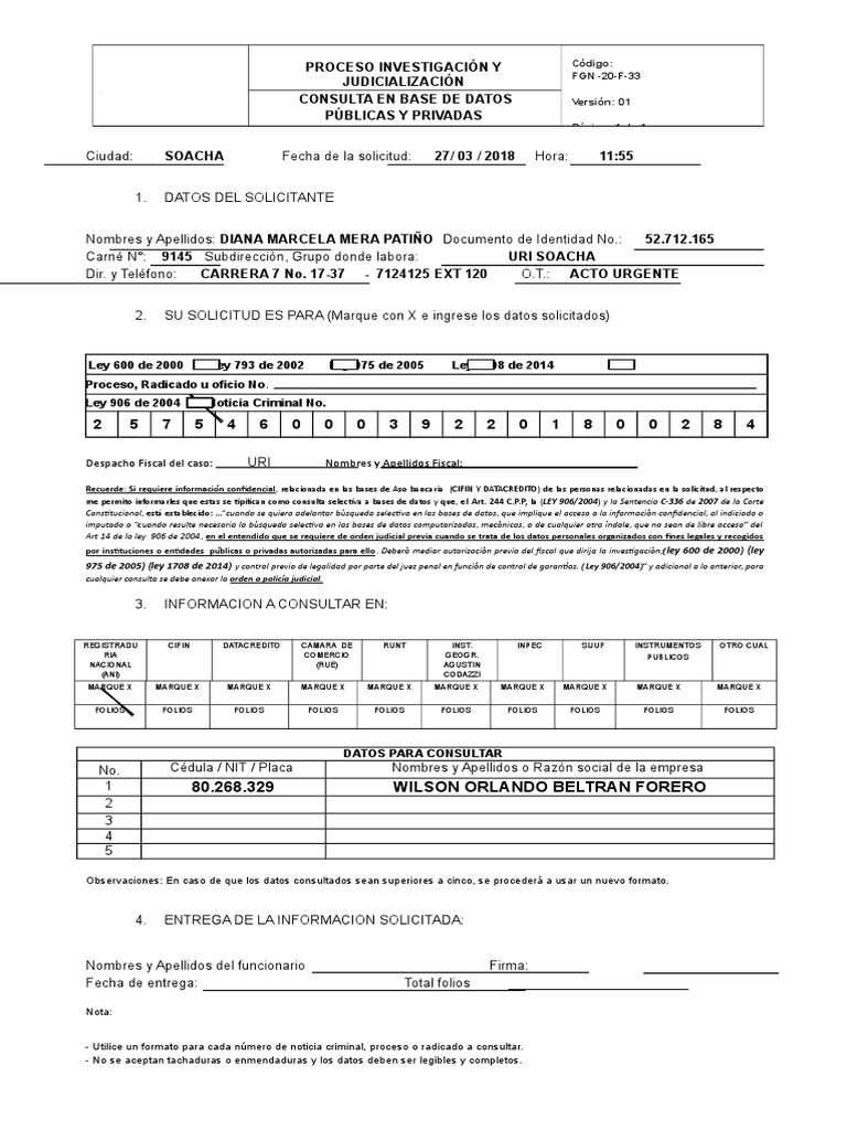 Solicitud Afis | PDF