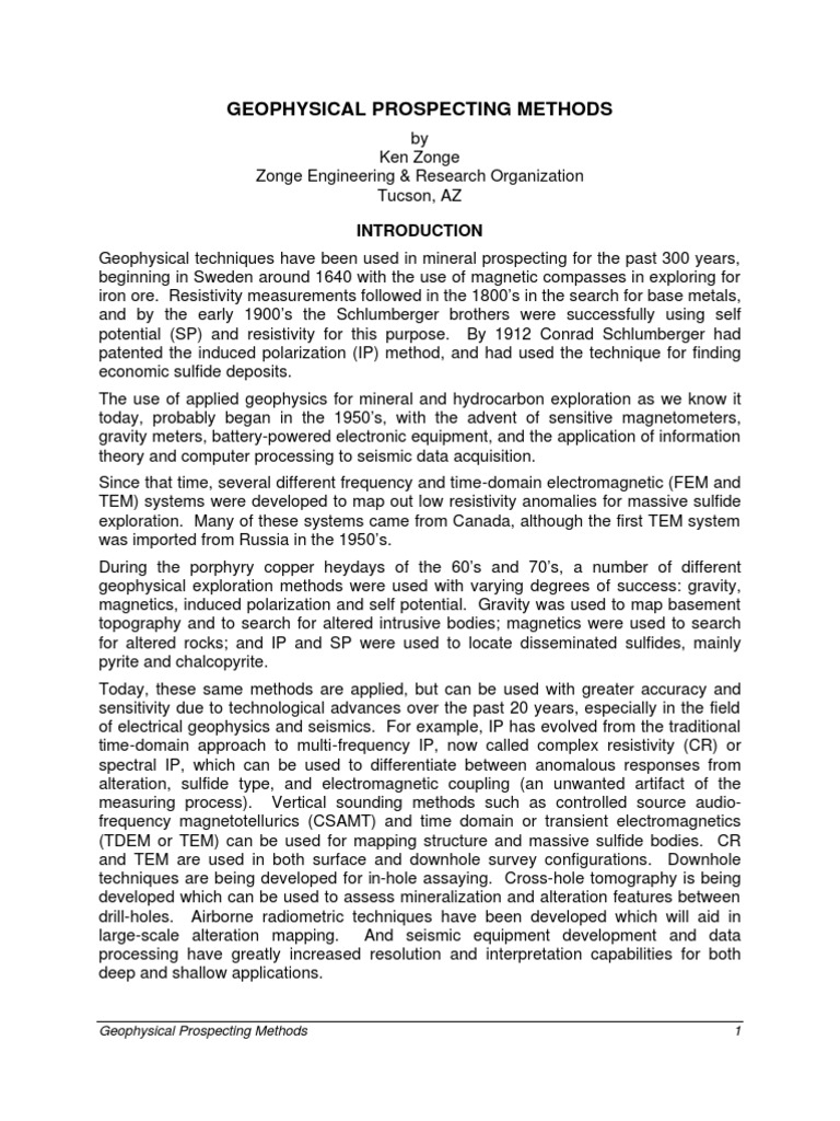 Geophysical Prospecting Methods | PDF | Geophysics | Applied And ...