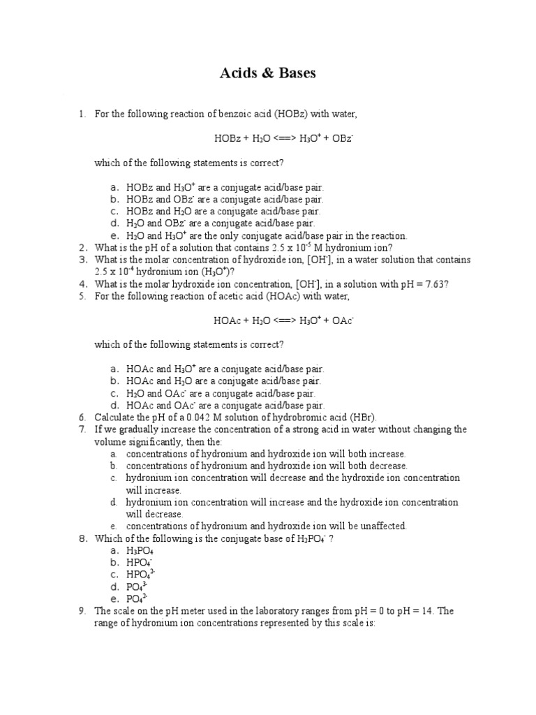 Understanding Bronsted-Lowry Acids and Bases | PDF | Acid | Ph