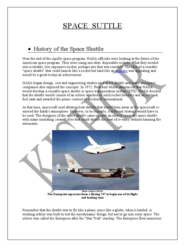 Space Suttle: History of The Space Shuttle | PDF | Space Shuttle ...