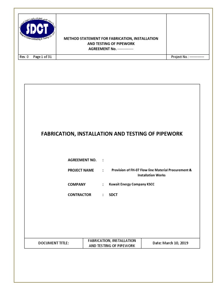 Method Statement For Welding | PDF