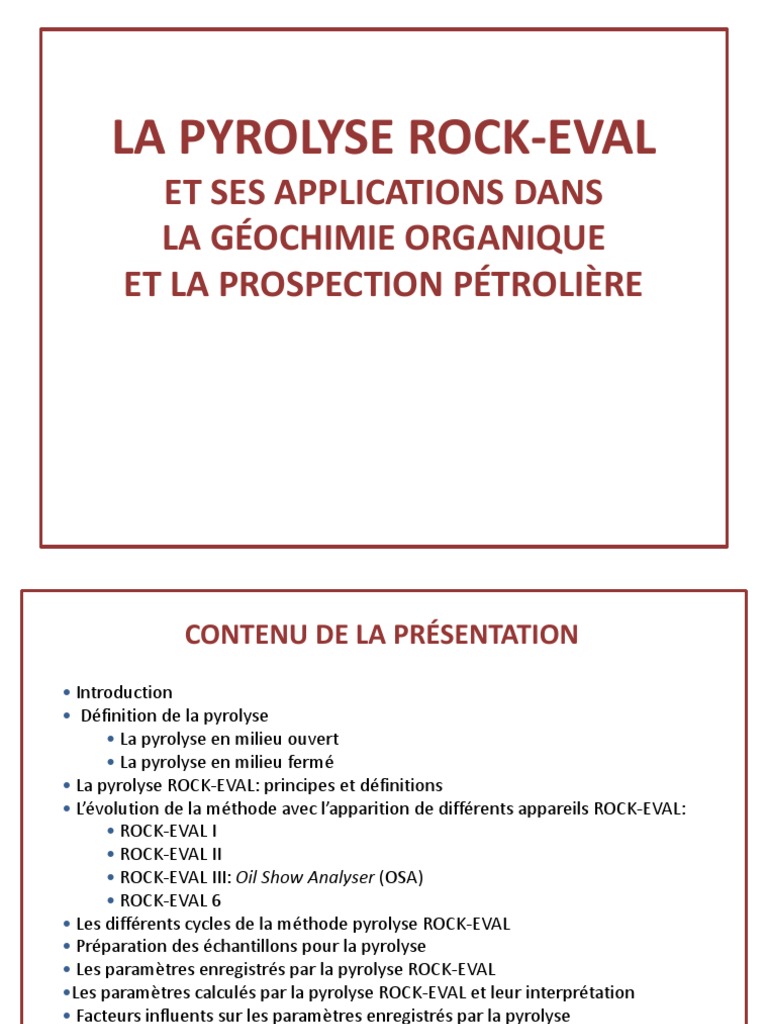 La Pyrolyse ROCK-EVAL. | PDF