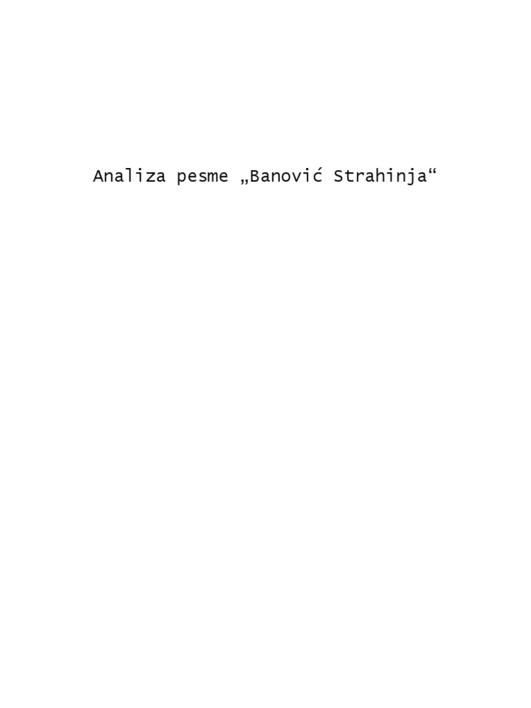 Analiza Pesme Banovic Strahinja | PDF