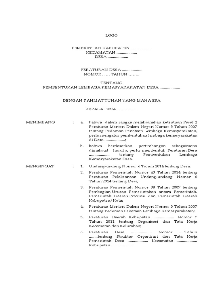 Contoh Perdes LKD | PDF