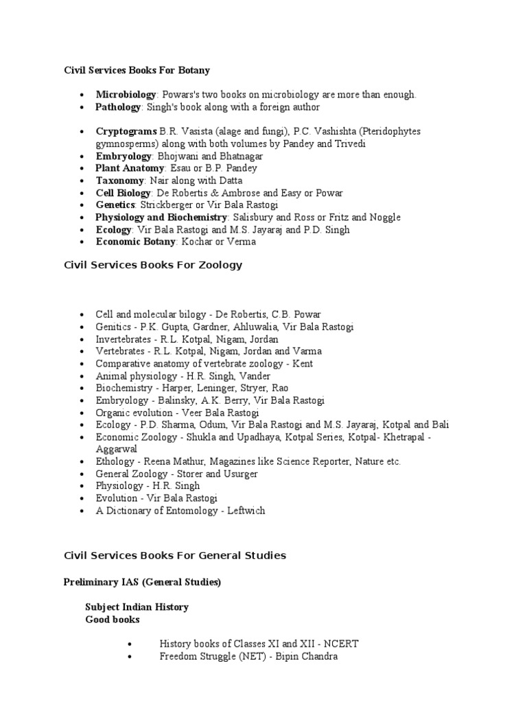 Civil Services Books | PDF | Inorganic Chemistry | Zoology