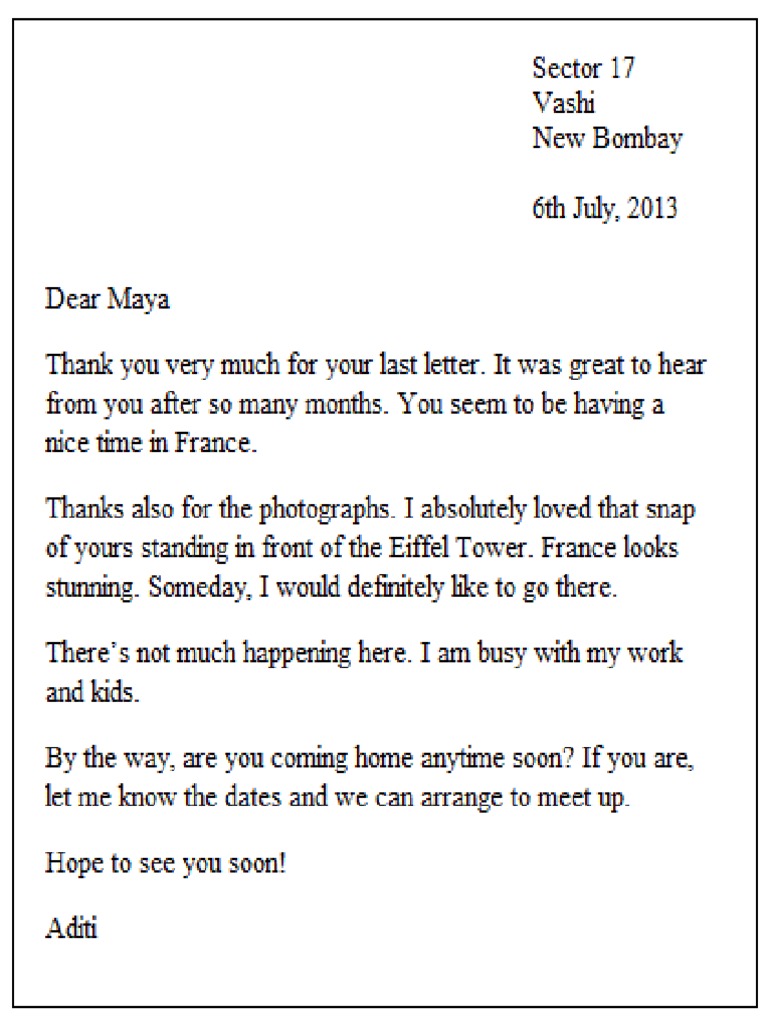 Informal Letters Examples For Students Five | PDF