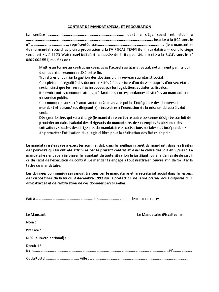 Contrat de Mandat Special Et Procuration | PDF | Finance et gestion ... Contrat de Mandat Special Et Procuration | PDF | Finance et gestion ...
