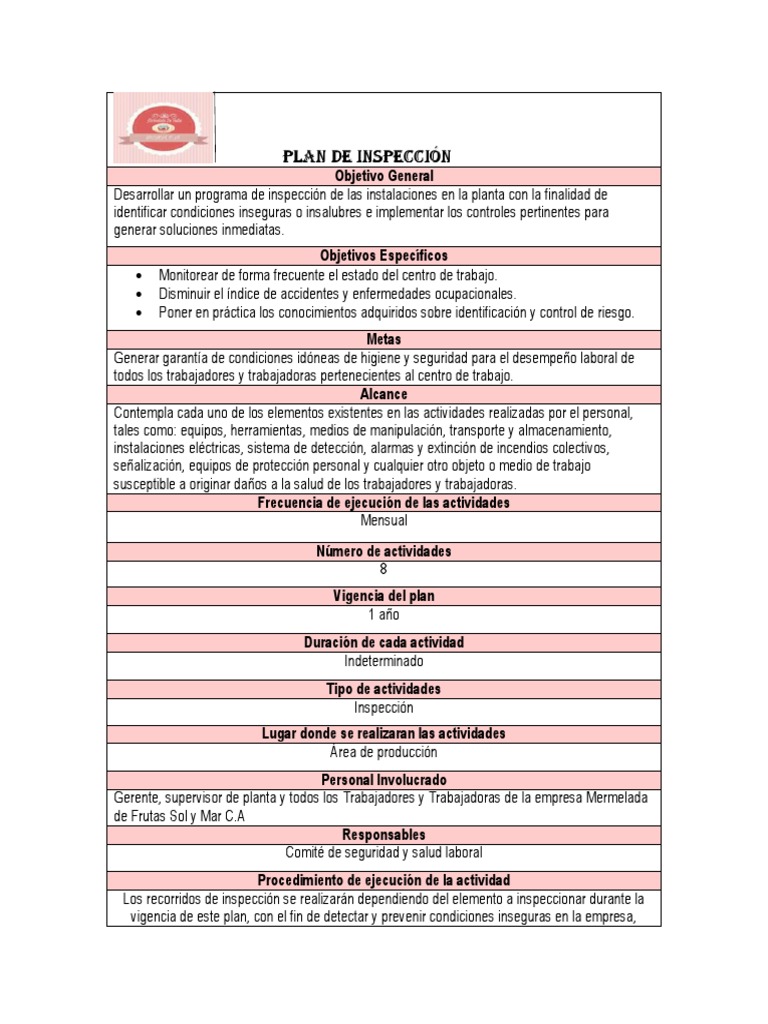 PLAN DE INSPECCIóN | PDF