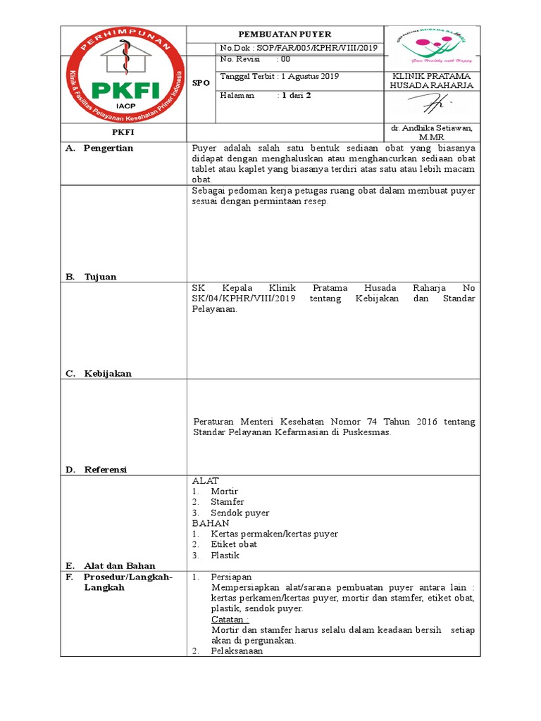 Sop Pembuatan Puyer | PDF