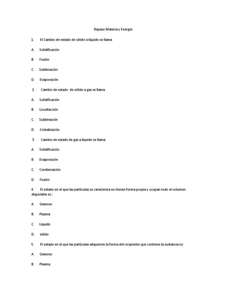Repaso Materia y Energia | PDF