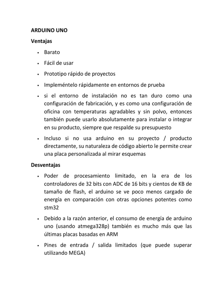 Arduino Ventajas Desventajas | Descargar gratis PDF | Arduino | Almacenamiento de datos de la ...