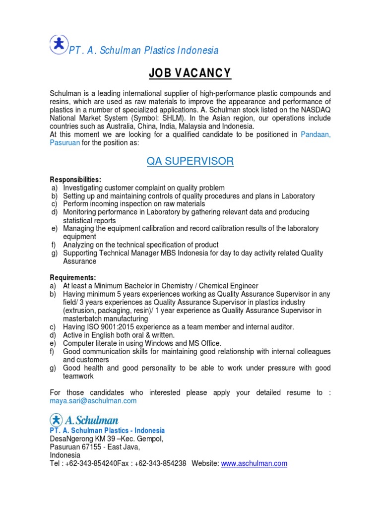 PT. A. Schulman Plastics Indonesia | PDF