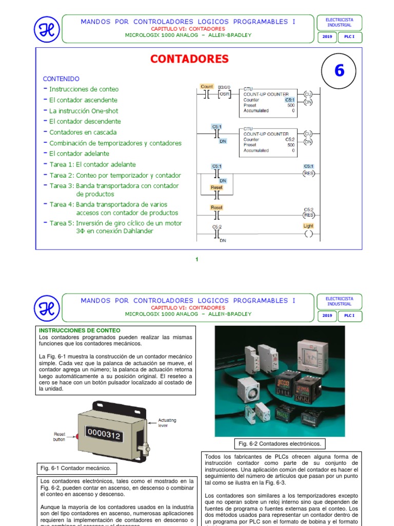 Contadores en PLC: Instrucciones y Tipos | PDF | Controlador lógico ...