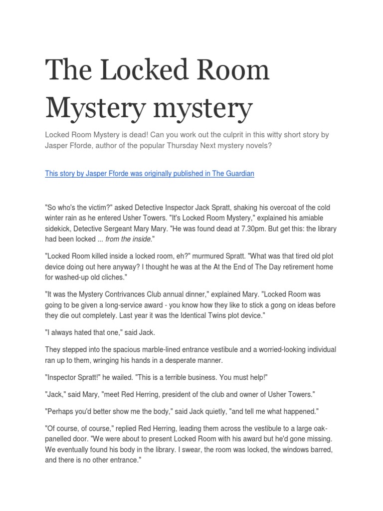 The Locked Room Mystery Mystery | PDF