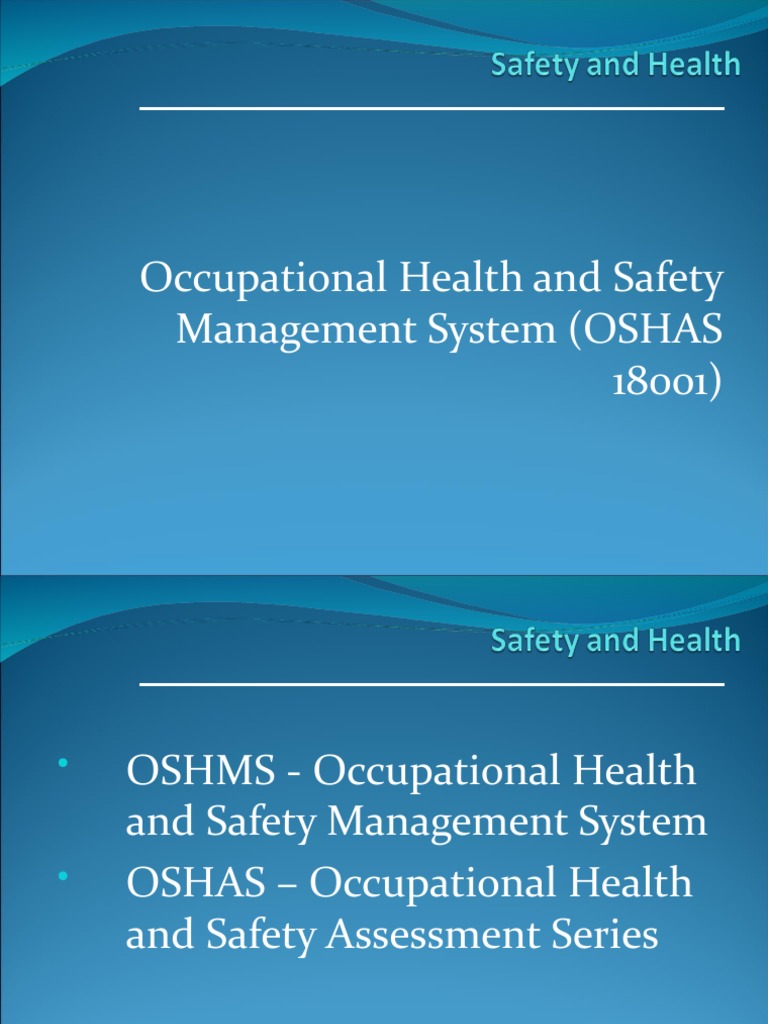 Occupational Health and Safety Management System (OSHAS 18001) | PDF ...