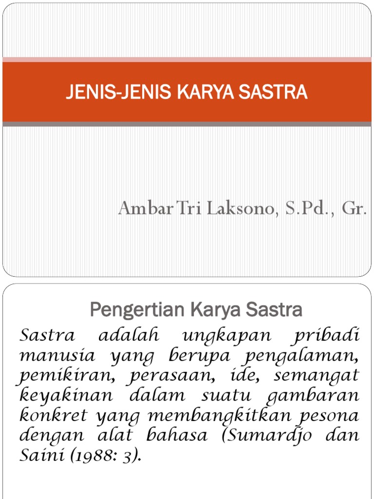 Jenis-Jenis Karya Sastra | PDF