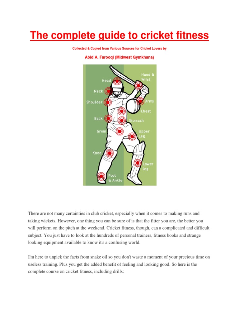 Complete Guide to Cricket Fitness | PDF | Weight Training | Goal