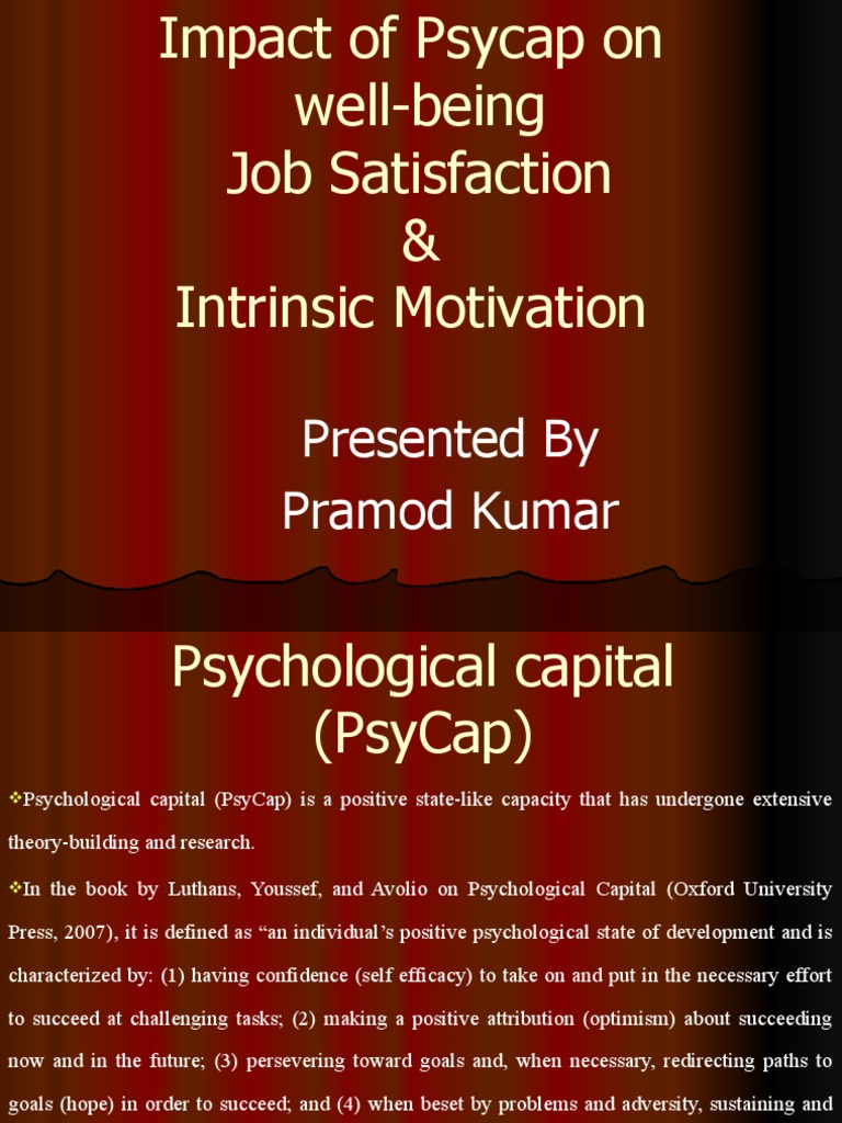 Psychological Capital (PsyCap) - Pramod | PDF | Motivational | Motivation