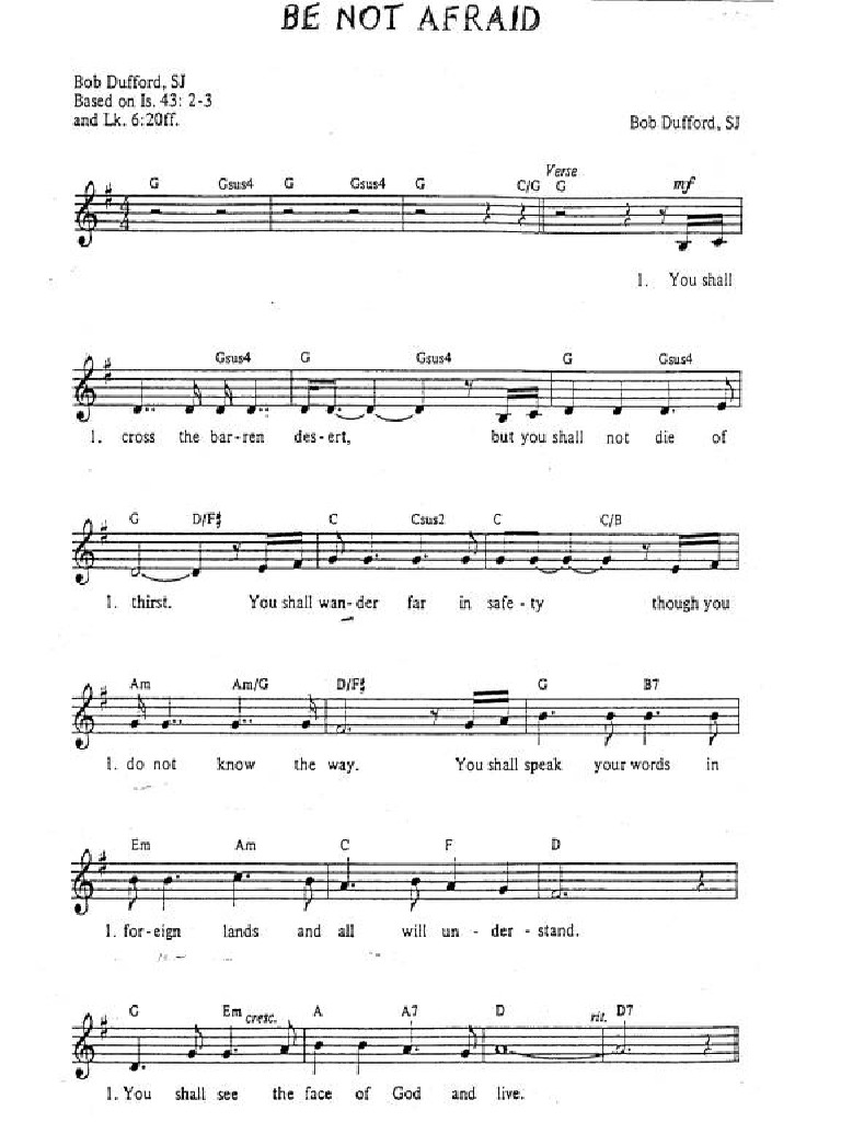 Bob Dufford-Be Not Afraid-SheetMusicDownload PDF | PDF