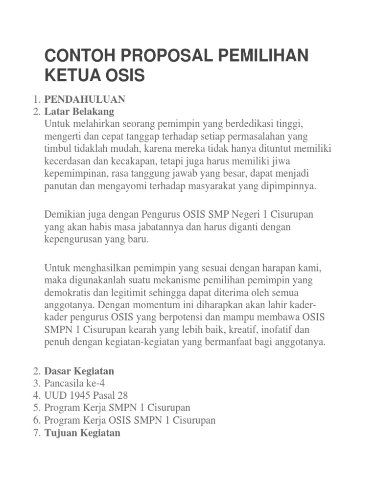 Contoh Proposal Pemilihan Ketua | PDF