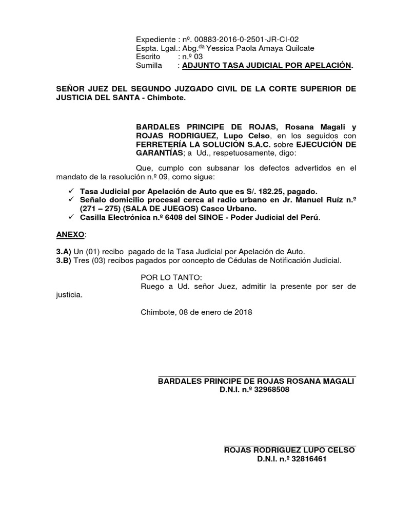 Adjunto Tasa Judicial Por Apelación | PDF