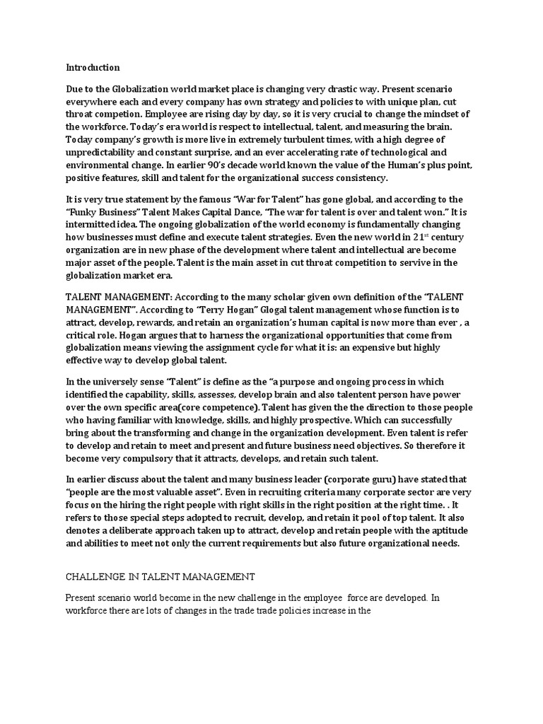 Introduction | PDF | Talent Management | Globalization