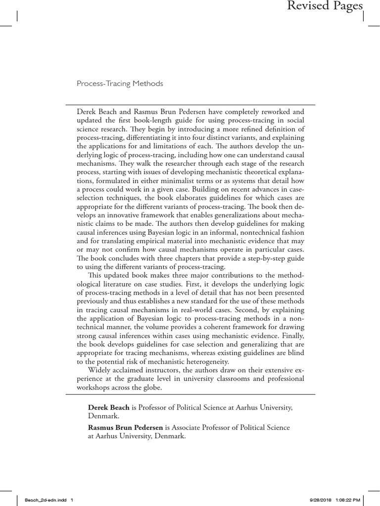 Beach and Pedersen (2019) Process Tracing Methods. 2nd Edition | PDF | Causality | Theory