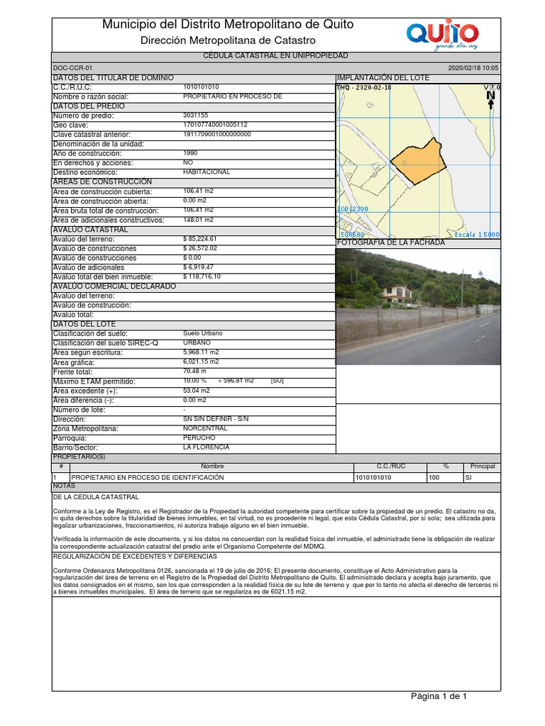 CedulaCatastral 3031155 | PDF | Gobierno | Business