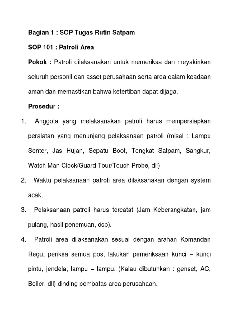 Sop Satpam | PDF