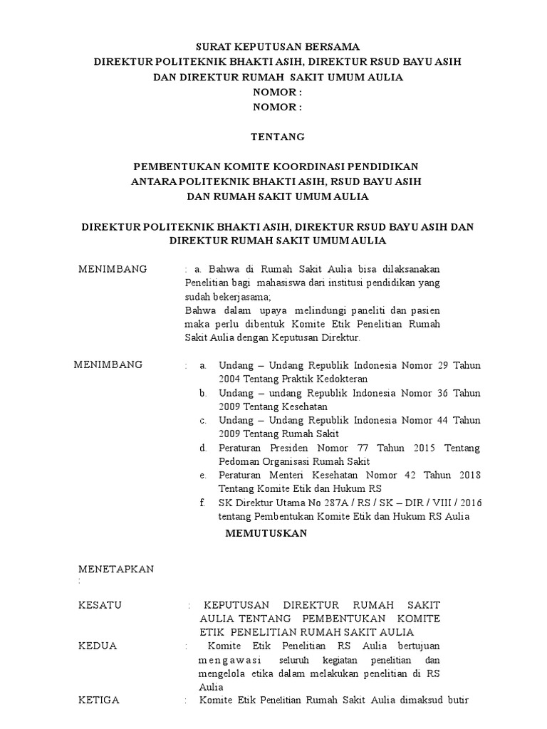 SK Komite Etik Penelitian | PDF