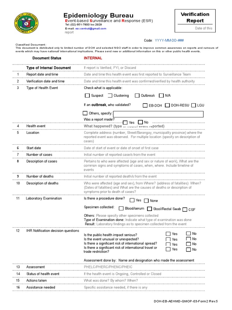 ESR Verification Form | PDF | Wellness | Medical