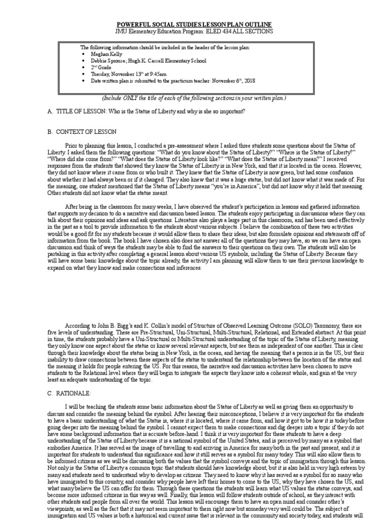 Statue of Liberty Lesson Plan | Download Free PDF | Epistemology ...