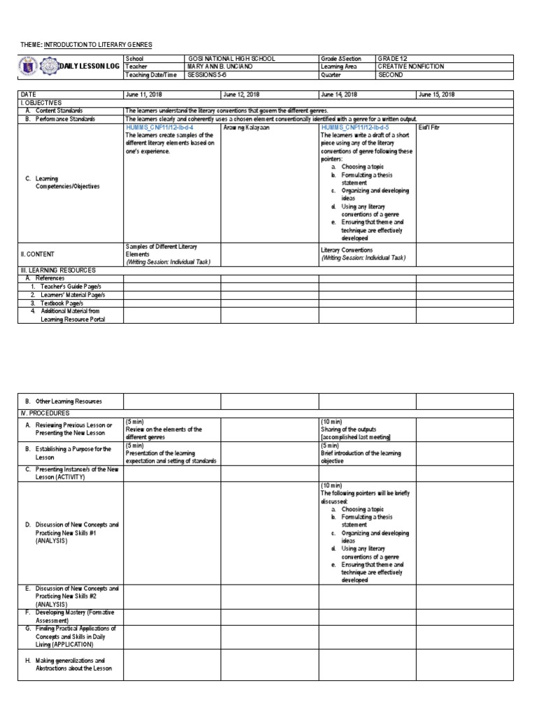 Creative Nonfiction Week 2 | PDF | Genre | Learning