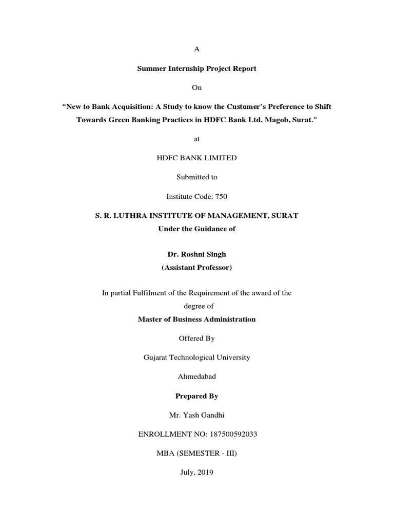 Final SIP MBA Report Word File | PDF | Online Banking | Banks & Banking