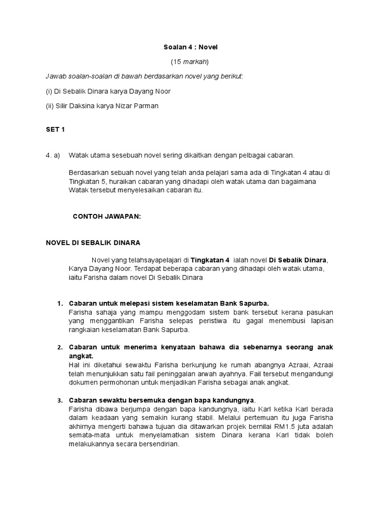 Cabaran Watak Utama Dan Latar Masyarakat | PDF